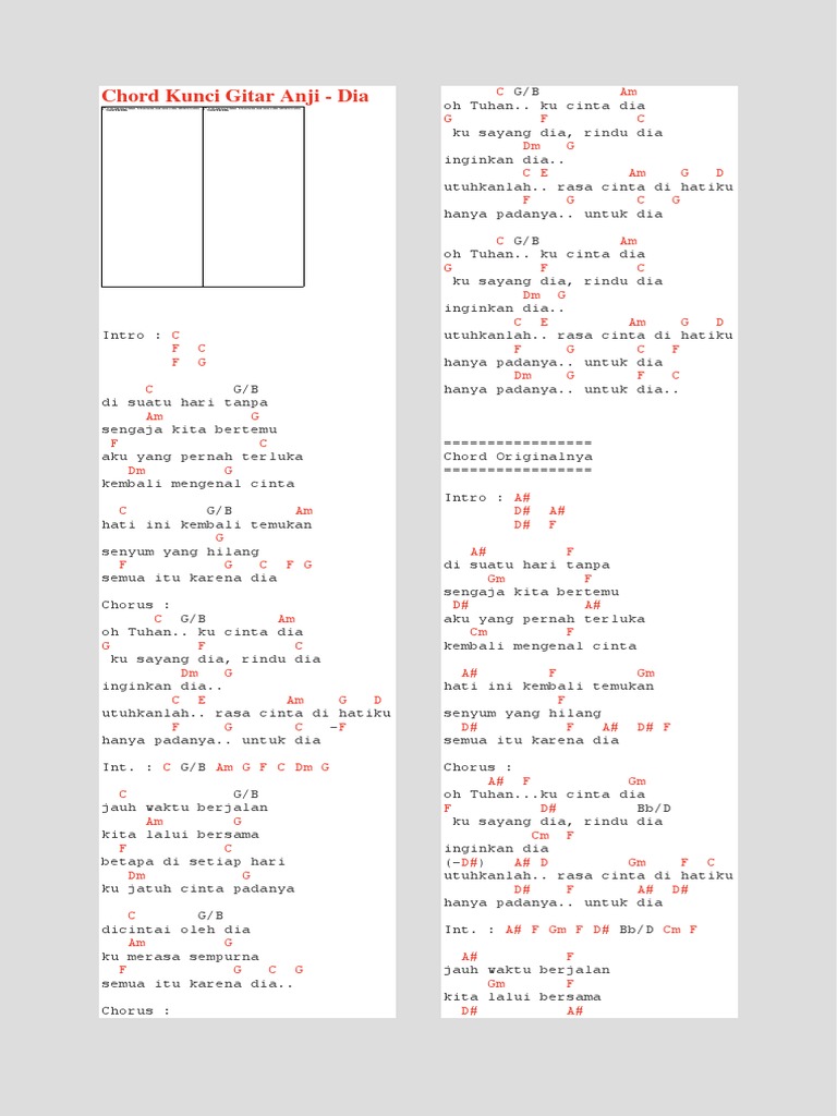 Kunci Gitar Anji - Dia | PDF