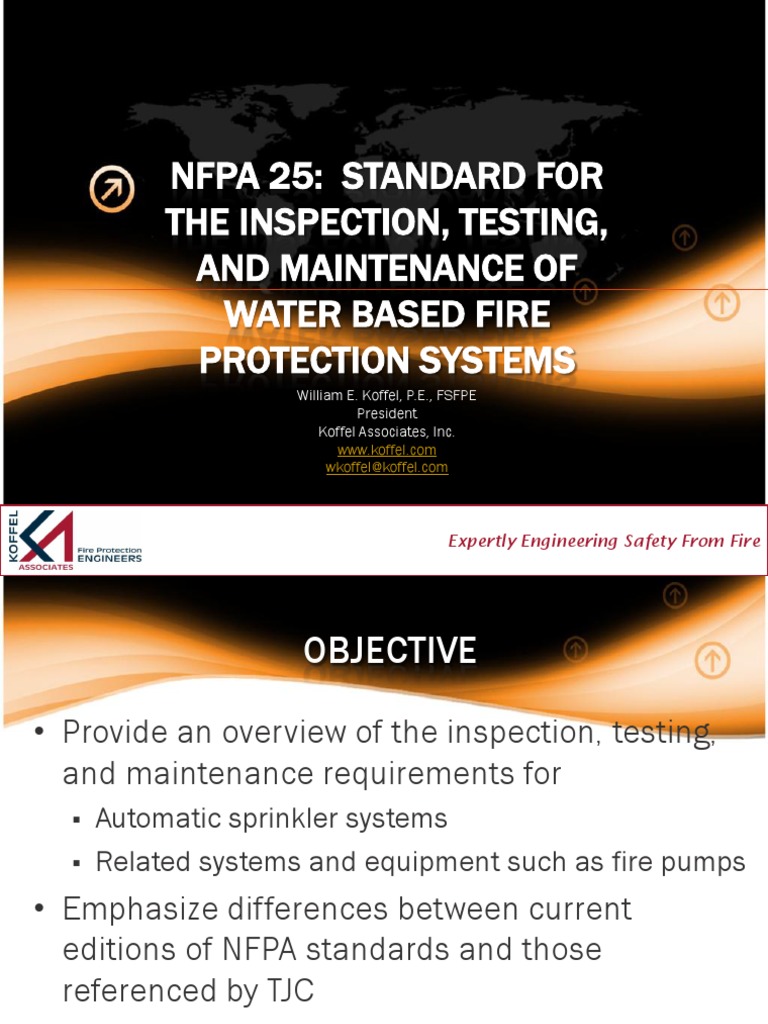 Nfpa 25: Standard For The Inspection, Testing, and Maintenance of Water ...