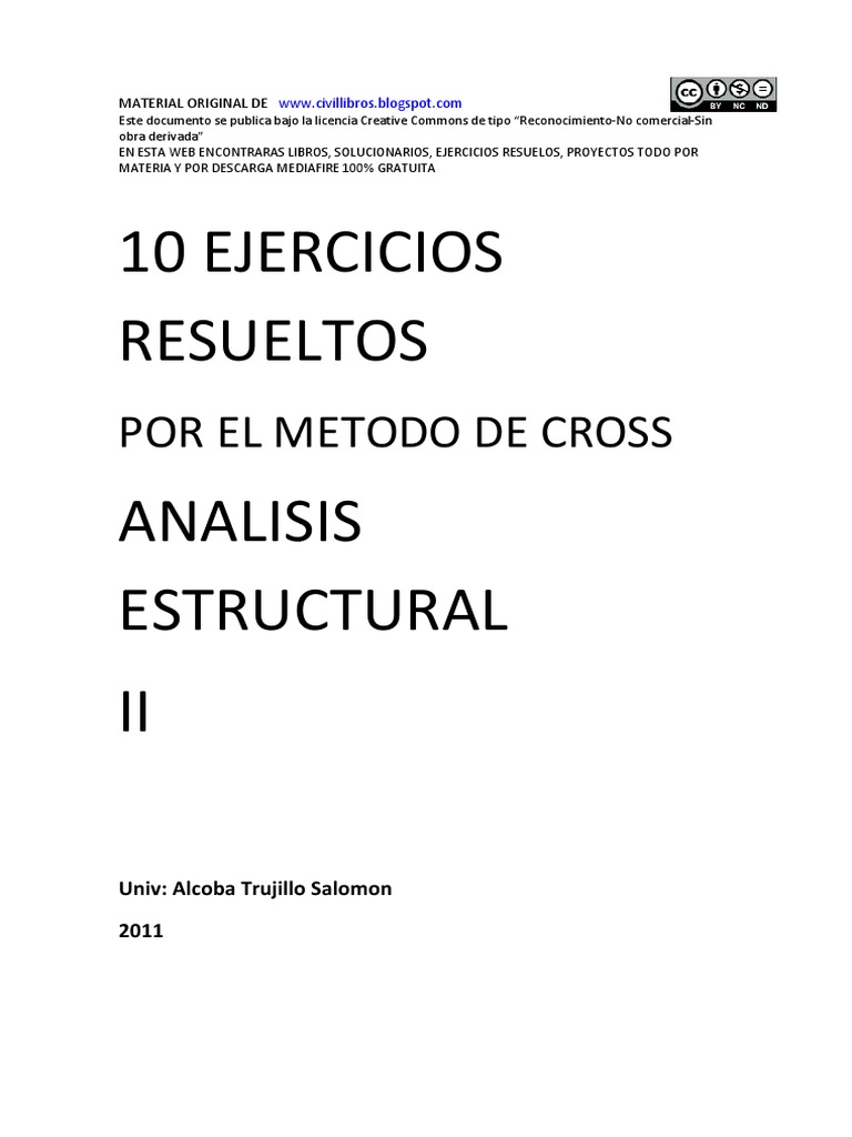 10 Ejercicios Resueltos Por El Método de Cross PDF | PDF | Creative ...