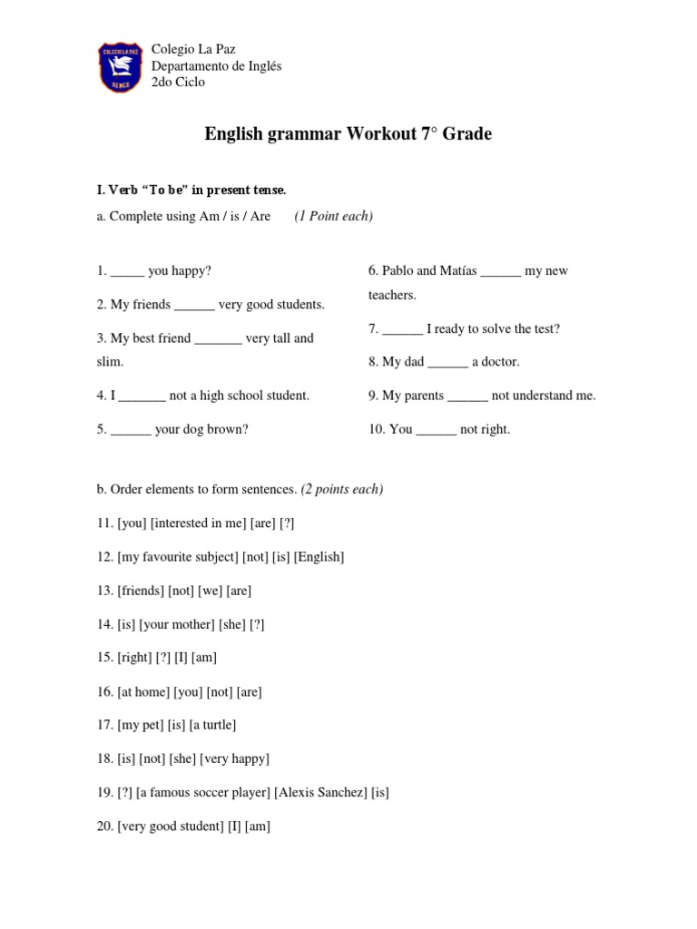 English Grammar Exercises for 7th Grade | PDF | Morphology | Languages