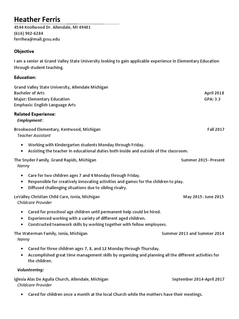 Heather Resume | PDF | Child Care | Relationships