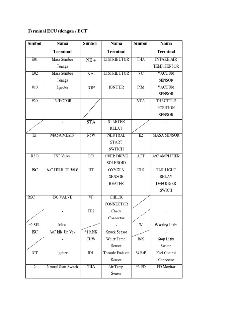 ECU Terminal Pinout Diagram | PDF