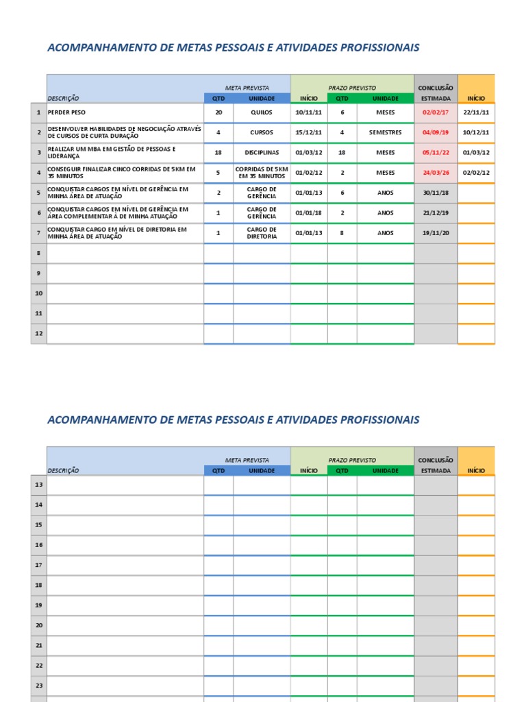 Planilha de Metas | PDF