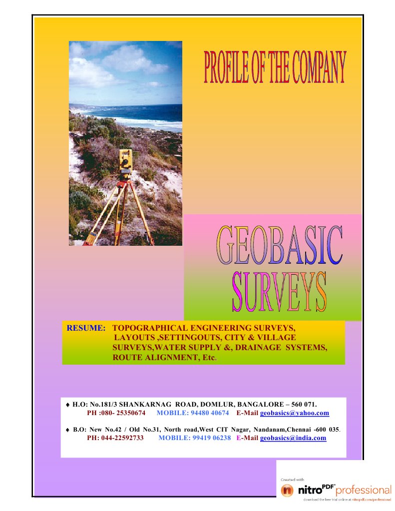 Survey Company Profile Geobasic Surveys 2009 | PDF | Surveying | Topography