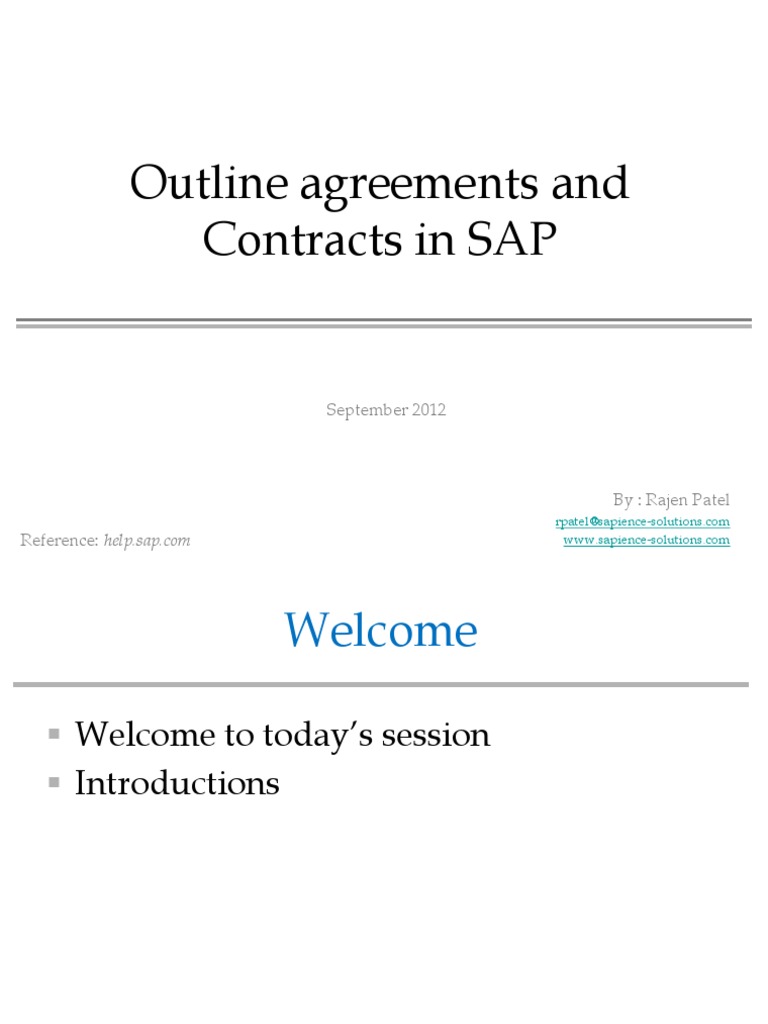 SAP Outline Agreements & Contracts | PDF