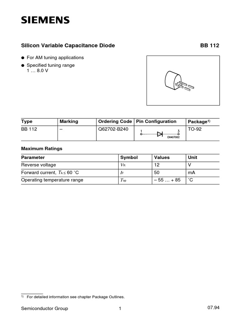 BB112 PDF | PDF | Capacitor | Diode