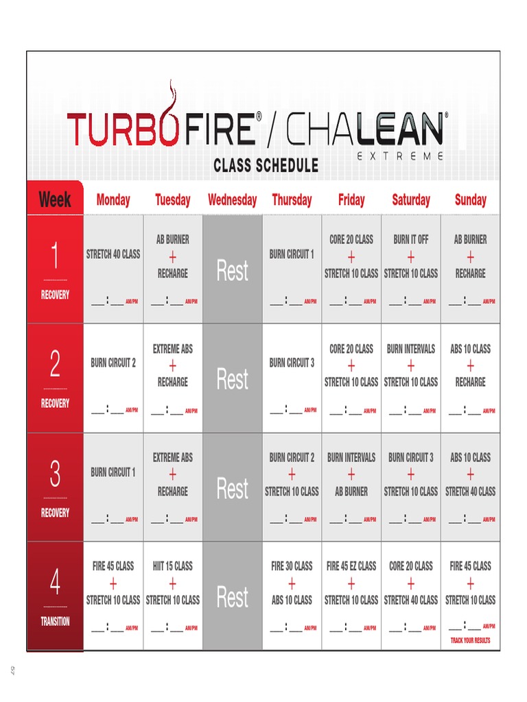 Chalean Extreme Workout Schedule | PDF | Sports | Leisure