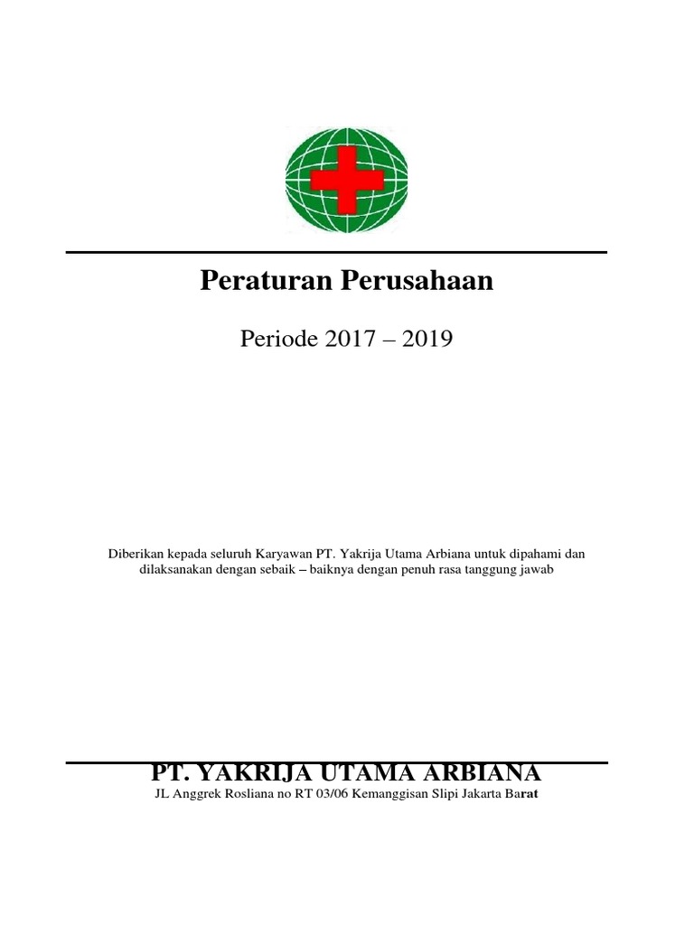 Contoh COVER Peraturan Perusahaan | PDF