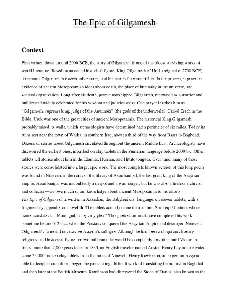 The Epic of Gilgamesh | PDF | Epic Of Gilgamesh | Mesopotamian Mythology