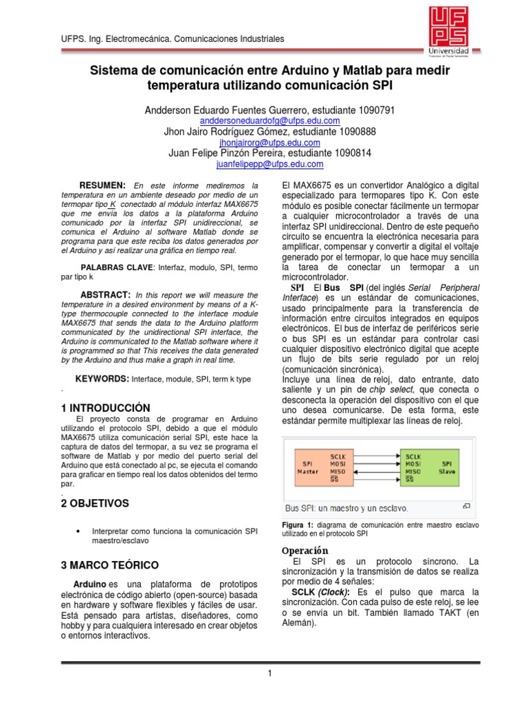Sistema de Comunicación Entre Arduino y Matlab Para Medir Temperatura Utilizando Comunicación ...