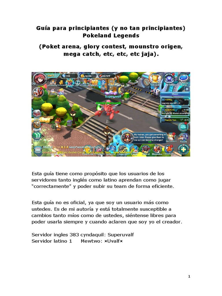 Guía de Pokeland Legends para Principiantes | PDF | Defensor ...