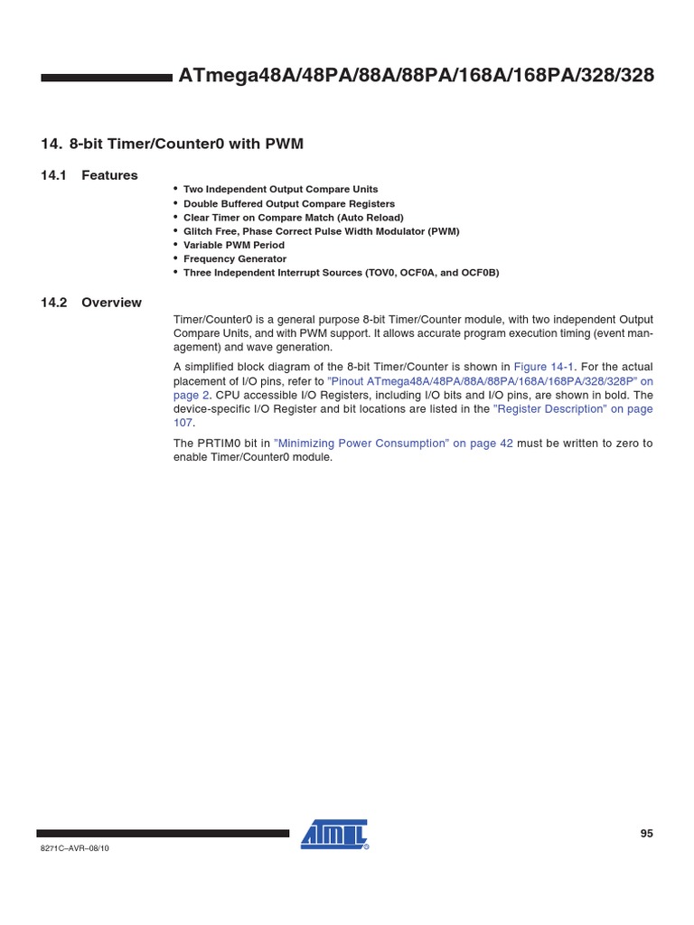 Atmega48A/48Pa/88A/88Pa/168A/168Pa/328/328: 14. 8-Bit Timer/Counter0 ...
