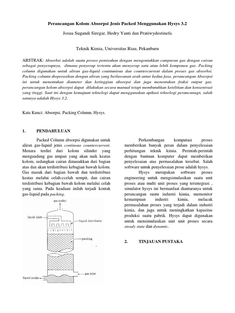 Perancangan Kolom Absorpsi Menggunakan Hysys 3 | PDF
