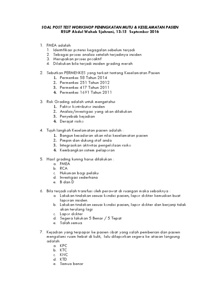 SOAL Post Test PMKP | PDF