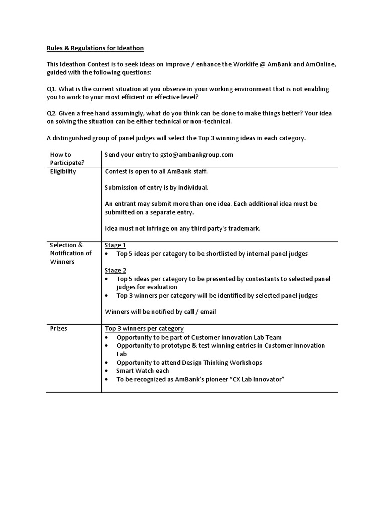 Ideathon Rules | PDF