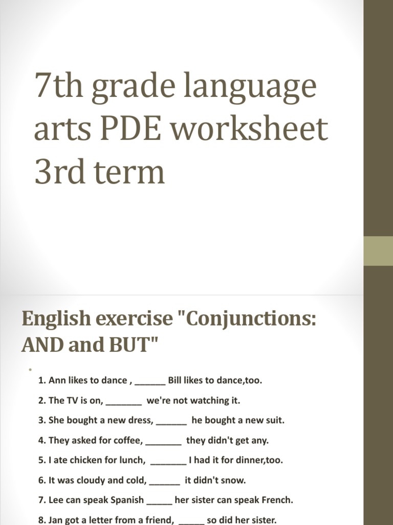 7th Grade Language Arts PDE Worksheet | PDF