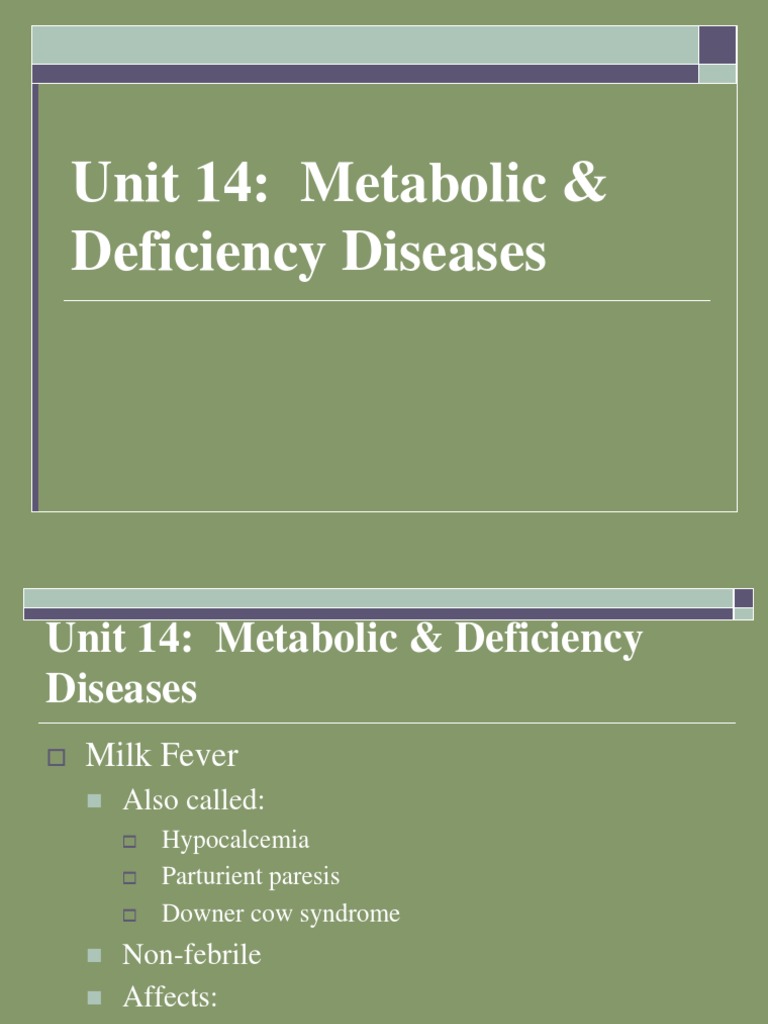 Unit 14 Metabolic Deficiency Diseases | PDF | Medical Specialties ...
