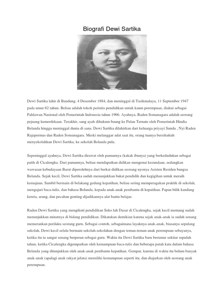 Teks Biografi Dewi Sartika - Kaisar Soal