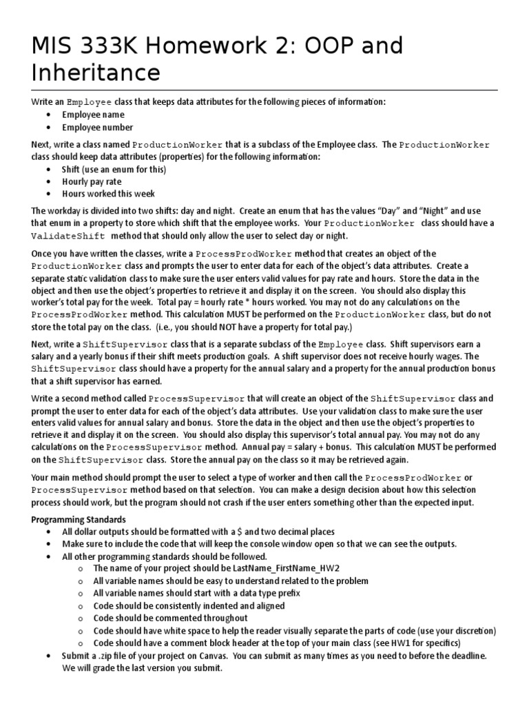HW2 - Inheritance | PDF | Inheritance (Object Oriented Programming) | Command Line Interface