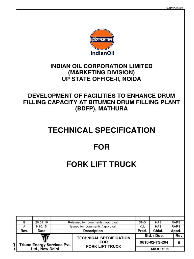 Job Specific A I On For Forklift | PDF | Specification (Technical ...