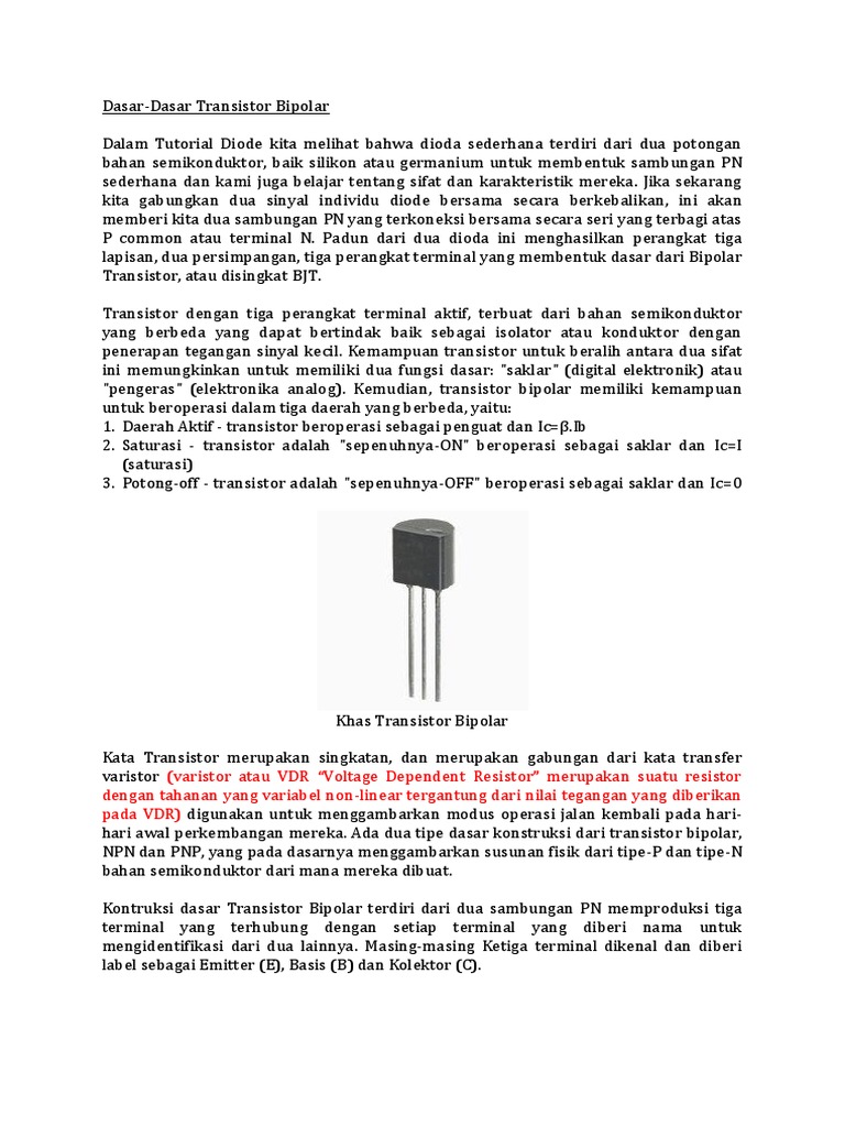 Dasar Transistor Bipolar NPN dan PNP | PDF | Metode & Bahan Ajar ...