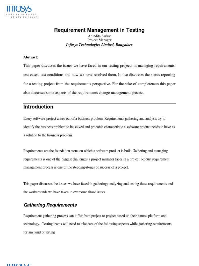Requirements Management Infosys | PDF | Regression Analysis | Software ...