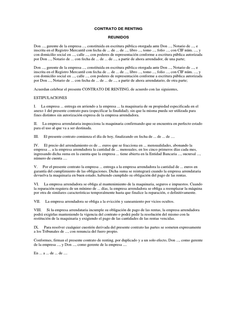 Contrato de Renting PDF | PDF | Gobierno | Business