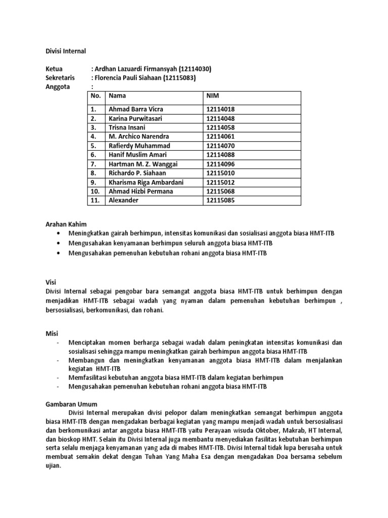 Divisi Internal InsyaAllah | PDF