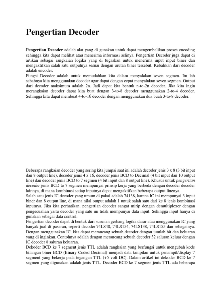 Pengertian Decoder | PDF