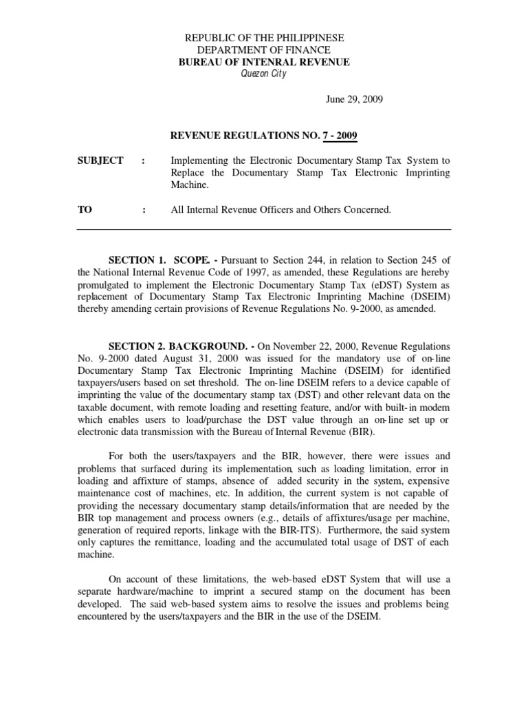 1 RR 7-2009 | PDF | Taxes | Payments