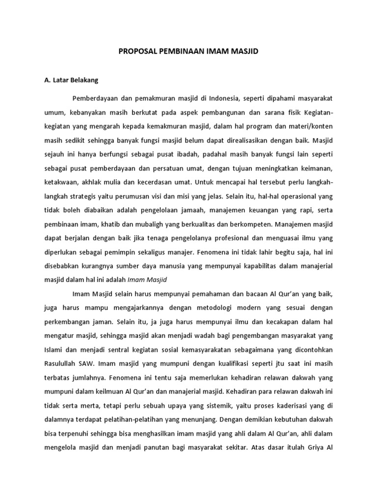 Proposal Pembinaan Imam Masjid | PDF