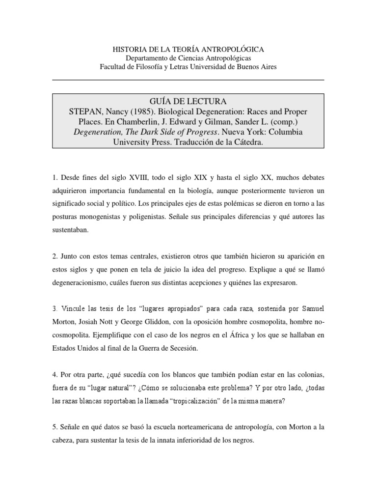 Nancy STEPAN 2012 Guia de Lectura | PDF | Antropología | Science