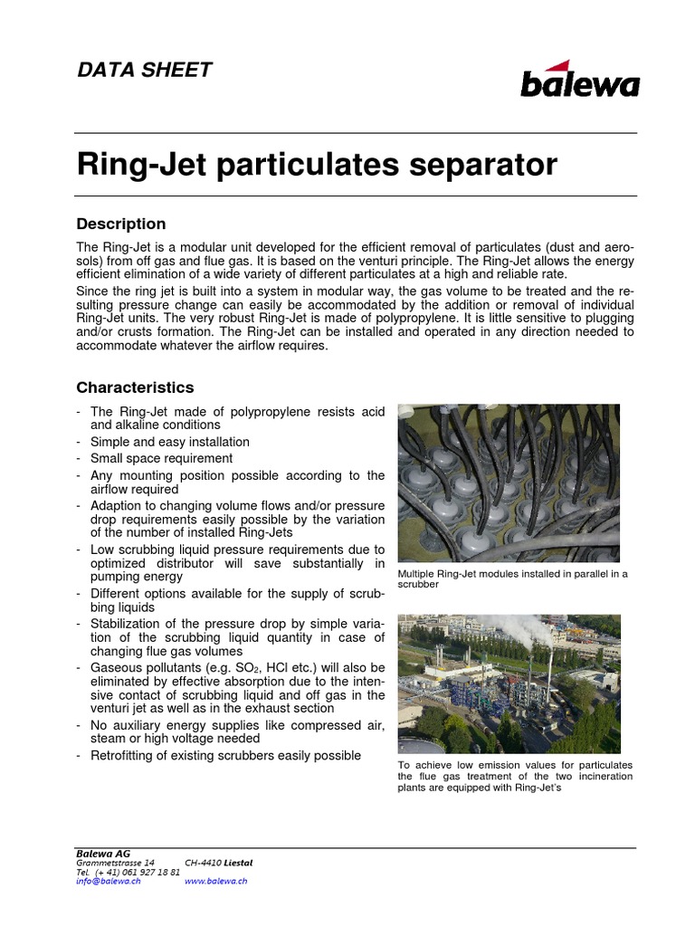 Ring Jet Dedusting Unit | PDF | Gases | Chemistry