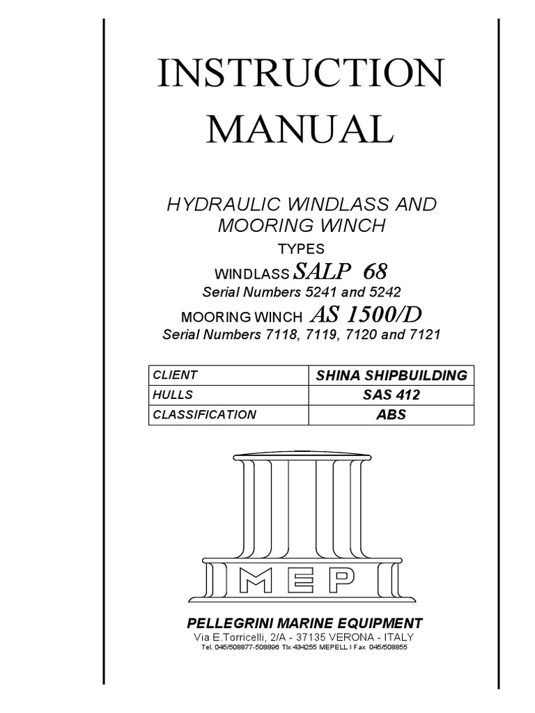 Hydraulic Windlass and Mooring Winch Guide | PDF | Bearing (Mechanical ...