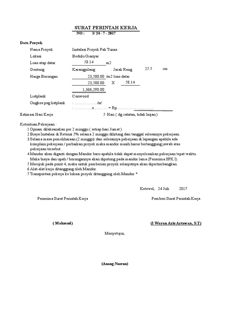 SPK Tukang Mandor | PDF