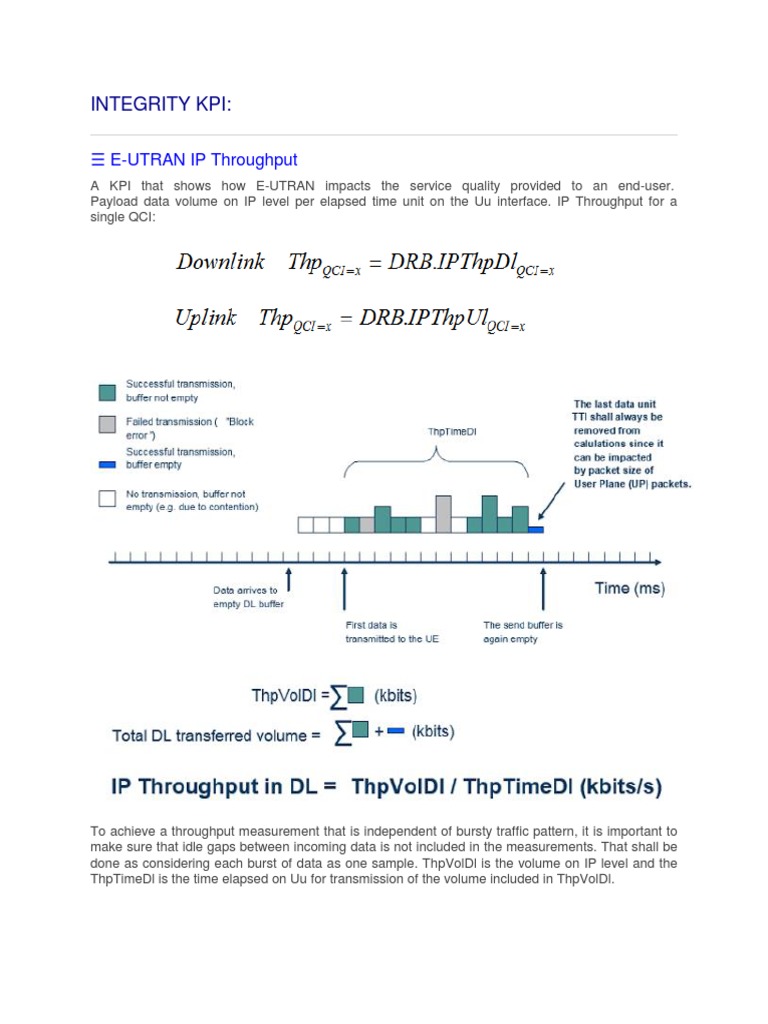 Integrity Kpi:: E-UTRAN IP Throughput | PDF