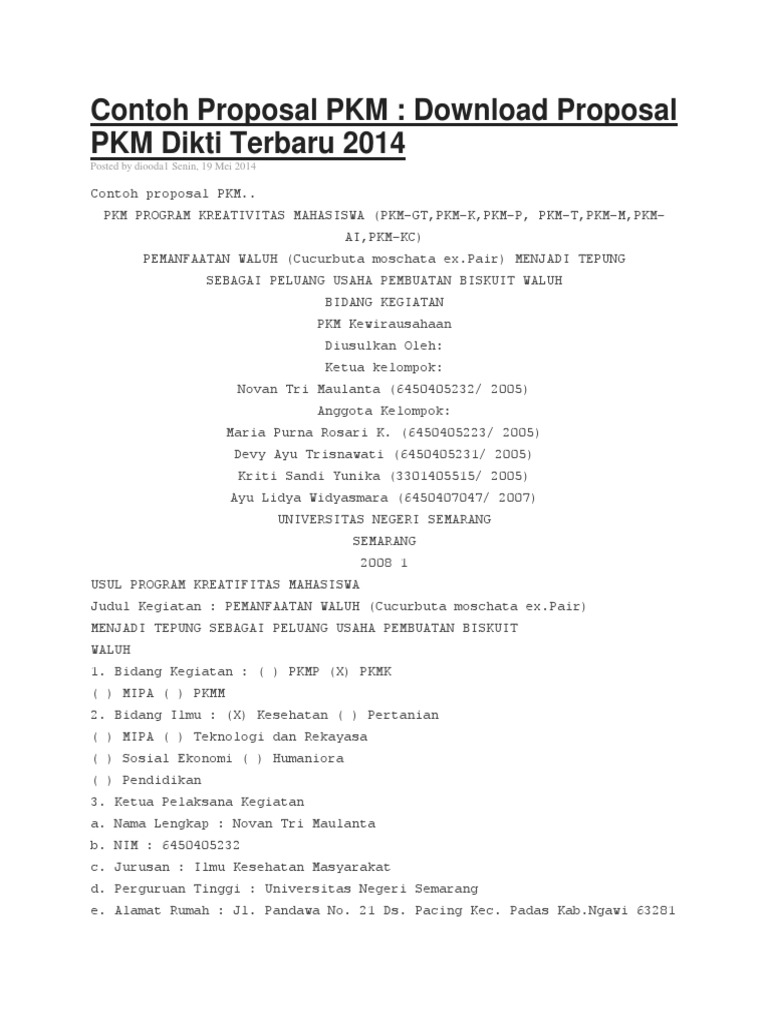 Contoh Proposal PKM | PDF