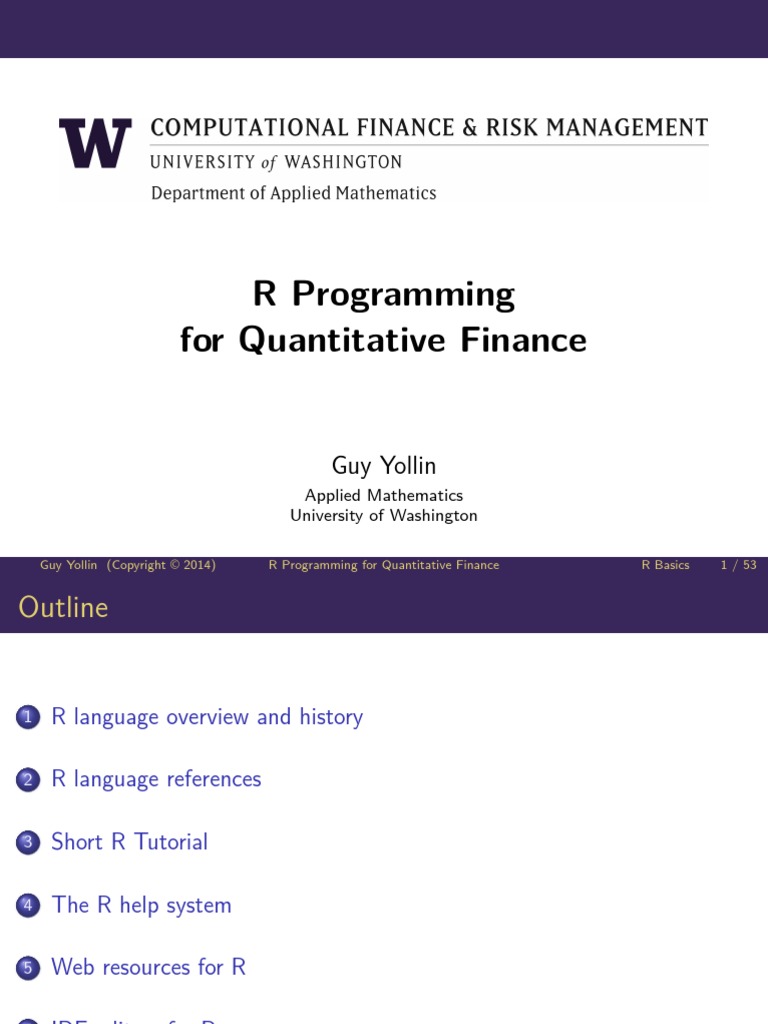 R Programming For Quantitative Finance PDF | PDF | R (Programming Language) | Array Data Structure