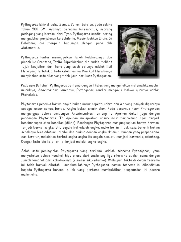 Tokoh Matematika Pythagoras | PDF