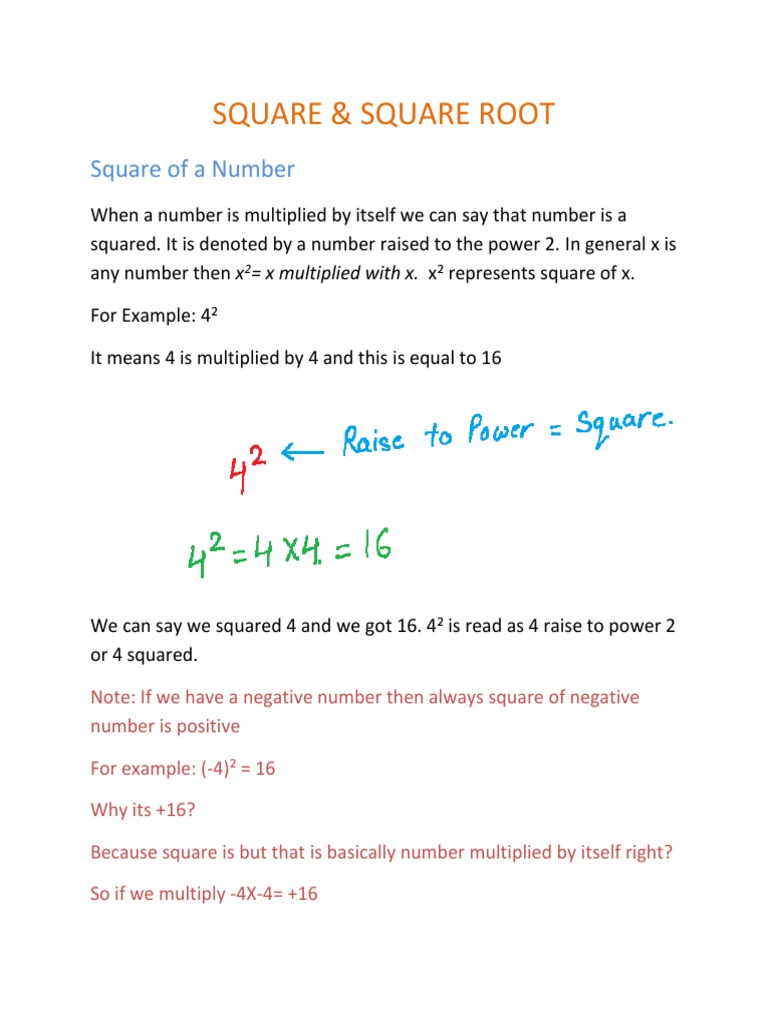 SQUARE and Sqaure Root | Square Root | Multiplication