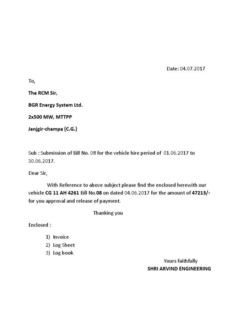 Vehicle Hire Bill Submission for Approval | PDF