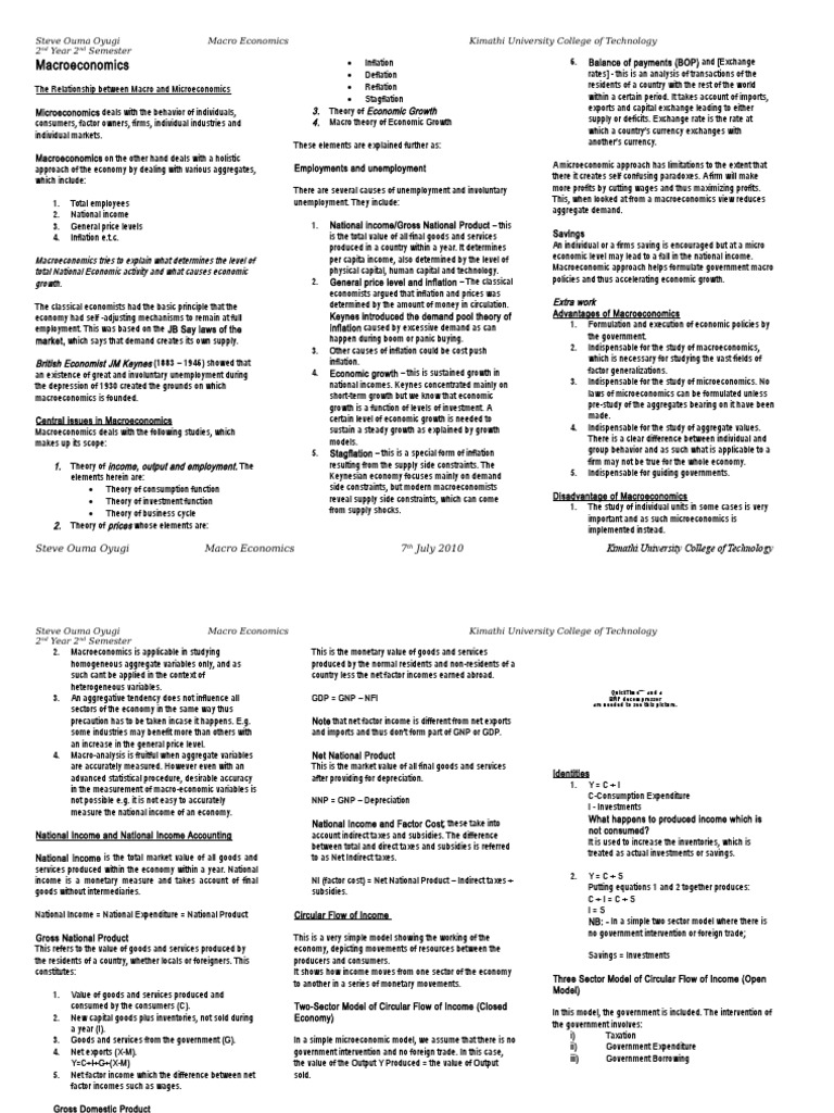 Macro Economics Notes | PDF | Macroeconomics | Keynesian Economics