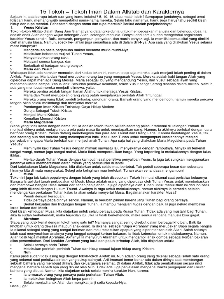 15 Tokoh ALKITAB | PDF
