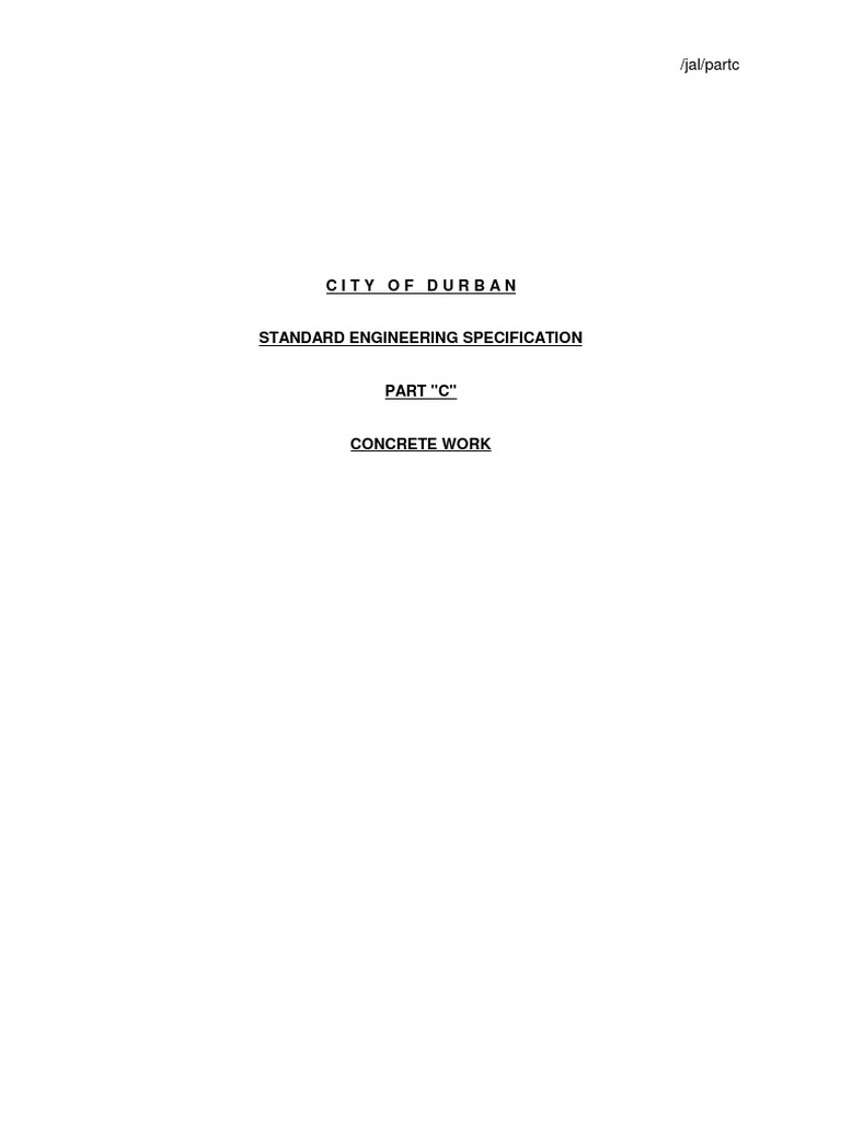 City of Durban Standard Engineering Specification Part C - Concrete ...