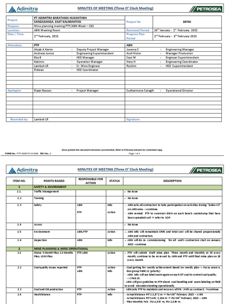 Minutes of Meeting WK282 - After Meeting | PDF | Geotechnical ...