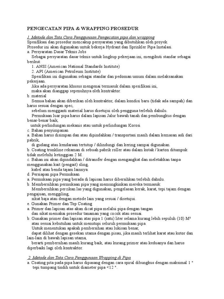 Pengecatan dan Wrapping Pipa: Prosedur dan Persyaratan Teknis | PDF