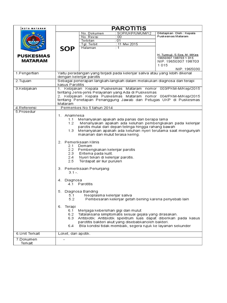 12 SOP Parotitis | PDF