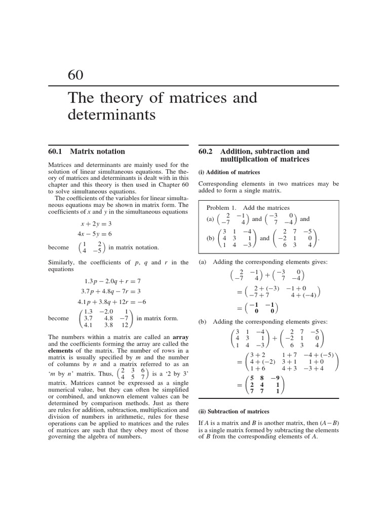 Engineering Mathematics 4E Matrecies | PDF | Matrix (Mathematics) | Determinant