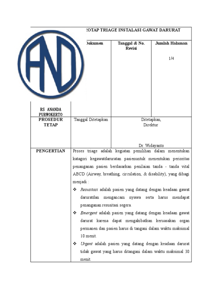 Sop Triage Igd | PDF
