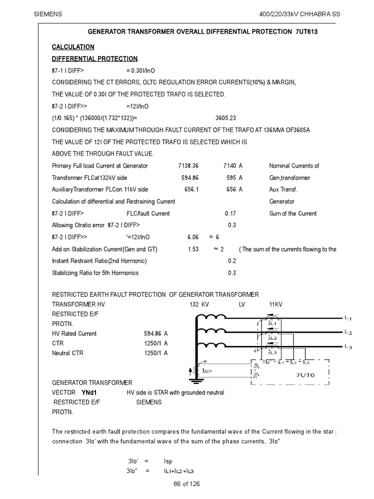 7ut613 Setting Calculation | PDF | Physical Quantities | Electricity